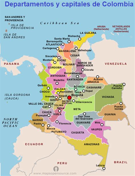 Mapa De Los Departamentos De Colombia Mapa De Colombia Departamentos