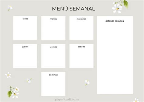 Planificador De Menú Semanal En Blanco Para Imprimir Planificadores