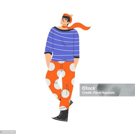 빨간 스카프와 베레모를 입고 윙크하는 벡터 일러스트레이션을 입은 전형적인 프랑스 남자 캐릭터 스카프에 대한 스톡 벡터 아트 및