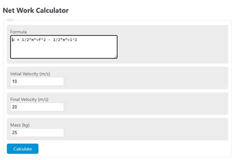 Net Work Calculator Physics Calculator Academy