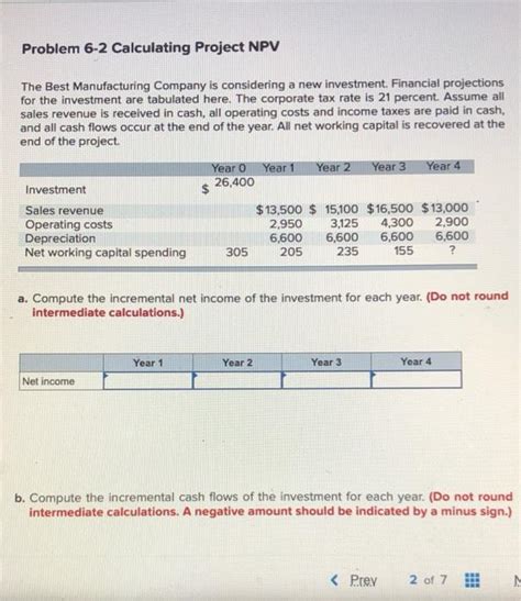 solved problem 6 2 calculating project npv the best