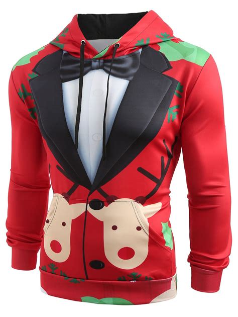 63 Off Christmas Faux Suit Print Pullover Hoodie Rosegal