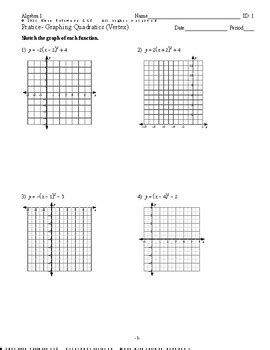 Practice Graphing Quadratics In Vertex Form By Maura Anderson TPT
