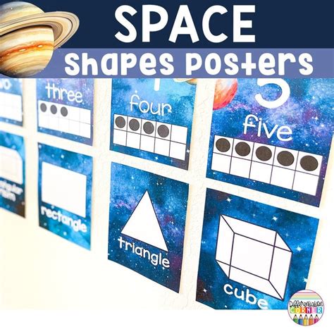Printable Shape Posters Charts Space Classroom Decor 2d And 3d Shapes