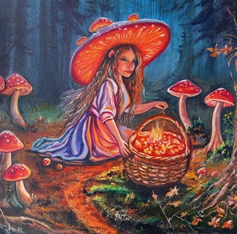 Картина маслом фея огненных грибов — цена 2500 грн в каталоге Картины Купить товары для дома