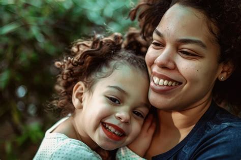 Close Up Portrait Of Mother And Daughter Portrait Of Happy Mother And