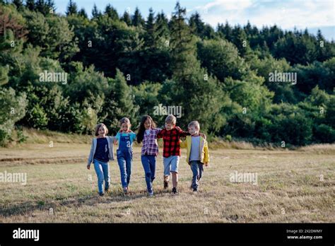 Portrait Of Young Classmates Students During Biology Field Teaching