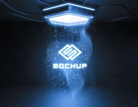 네온 불빛의 미래 로고 모형 프리미엄 Psd 파일