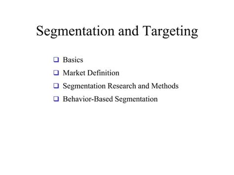 Segmentation And Targetingppt