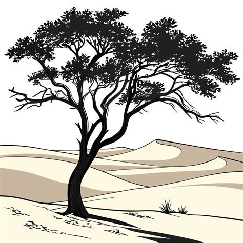 Lonely Tree On Desert Sand Dunes 59882672 Vector Art At Vecteezy