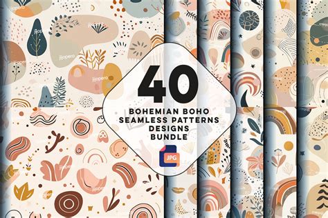 Bohemian Boho Seamless Patterns Graphic By Jijopero · Creative Fabrica Bohemian Boho Seamless Patterns Graphic By Jijopero · Creative Fabrica
