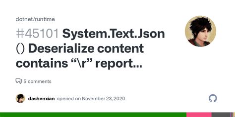system text json jsonserializer deserialize deserialize content contains “ r” report errors