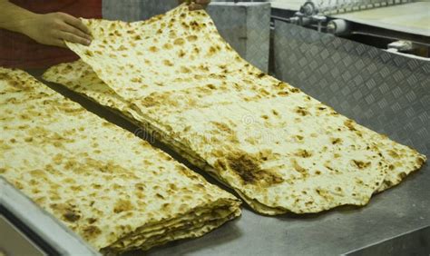 Process Preparation Of The Traditional Thin Bread Lavash That Forms An