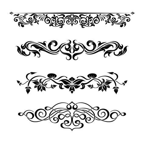 Vintage Ornate Seamless Border Vector Set Concept Pattern In Traditional Style Curls And