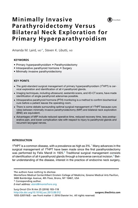 Minimally Invasive Parathyroidectomy Versus Bilateral Neck Exploration For Primary
