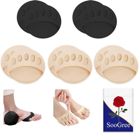 Soogree Honeycomb Fabric Forefoot Pads Invisible Metatarsal Socks Pads Reusable