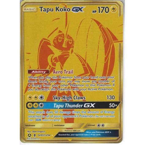 Pokemon Trading Card Game Sv93sv94 Tapu Koko Gx Secret Rare Hidden