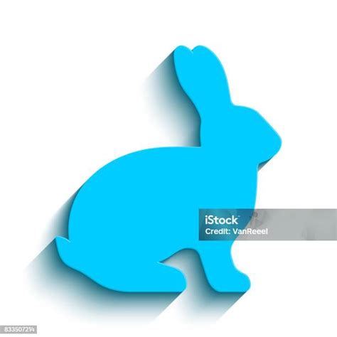 긴 그림자 흰색 배경에 고립으로 토끼의 블루 플랫 사이드 실루엣 3월에 대한 스톡 벡터 아트 및 기타 이미지 3월 4월 가축 Istock