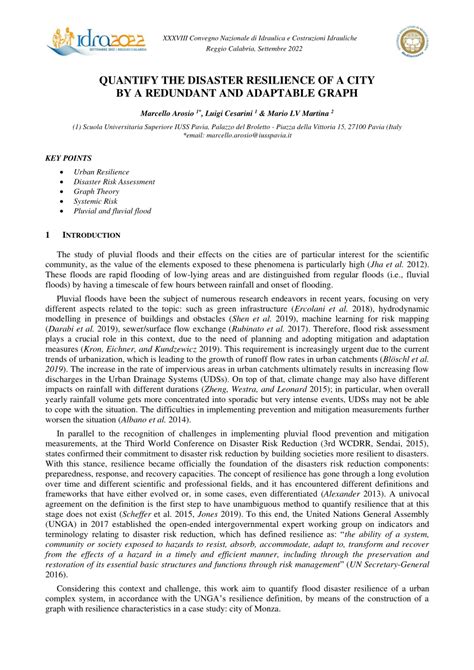 Pdf Quantify The Disaster Resilience Of A City By A Redundant And