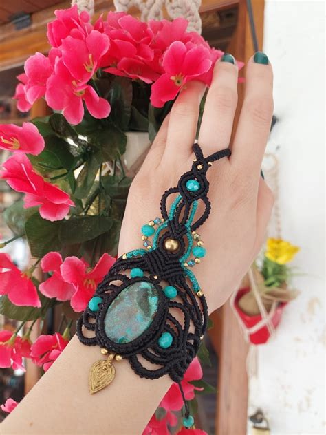 Macrame Slave Bracelet Healing Gemstone Bracelet Bohemian Hippie Bracelet Boho Bracelet