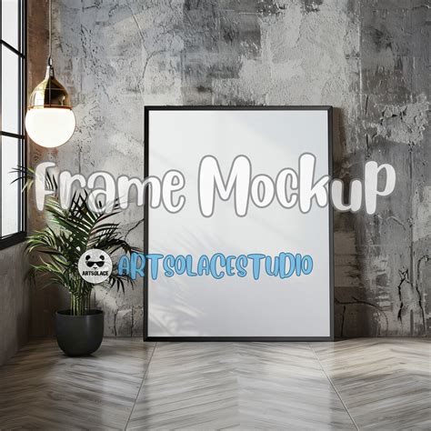 Industrielles Rahmen Mockup Schwarzer Rahmen 4x5 Psd Photoshop Urbane Stil Vorlage Moderne