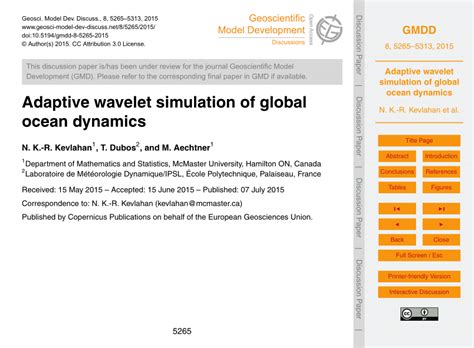 Pdf Adaptive Wavelet Simulation Of Global Ocean Dynamics