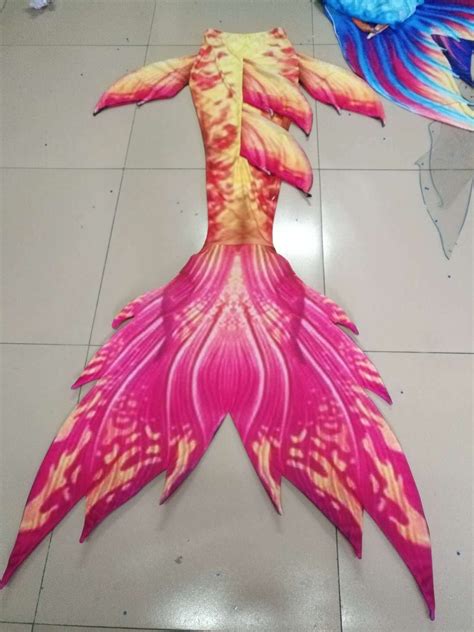 Yellow Red Swimmable Mermaid Tails With Monofin Adult Beach Performance