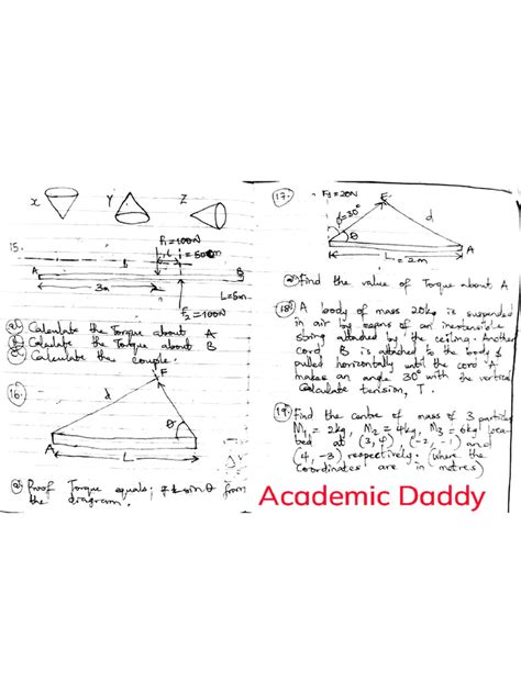 Couple Torque Equilibrium Of Force And Centre Of Mass Pdf