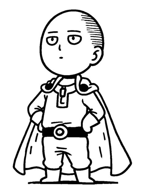 Coloriage Saitama Regarde En Haut Dessin Gratuit à Imprimer