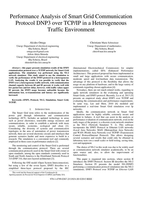 Pdf Performance Analysis Of Smart Grid Communication Protocol Dnp3 Over Tcpip In A