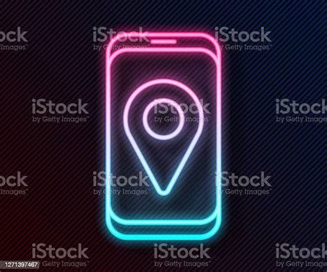 Glowing Neon Line Infographic Of City Map Navigation Icon Isolated On