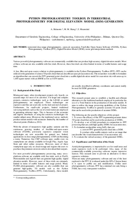 Pdf Python Photogrammetry Toolbox In Terrestrial Photogrammetry For