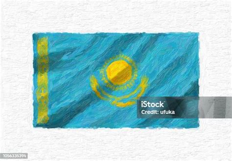 카자흐스탄 손 흔들며 국기를 그린 유성 페인트 흰색 캔버스 3d 그림에 고립 0명에 대한 스톡 사진 및 기타 이미지 0명 3차원 형태 곡선 Istock