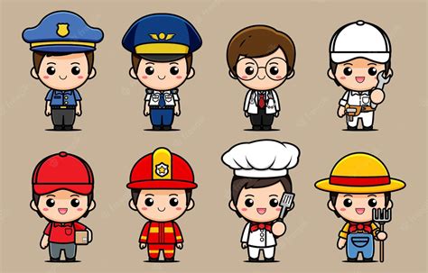 Free Vector Flat Avatar Profession Set Preschool Art Activities