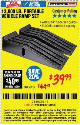 Pittsburgh Automotive 13000 Lb Portable Vehicle Ramp Set For 3999