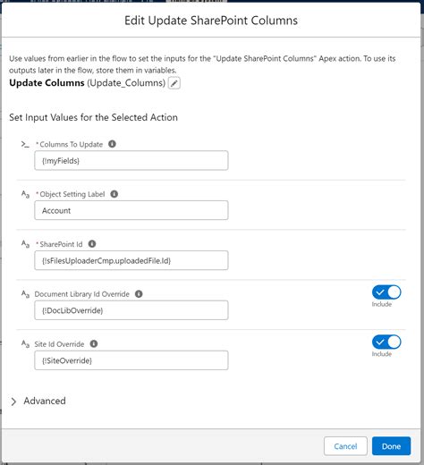 update columns flow action