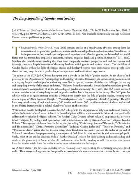 The Encyclopedia Of Gender And Society Pdf Gender Gender Studies
