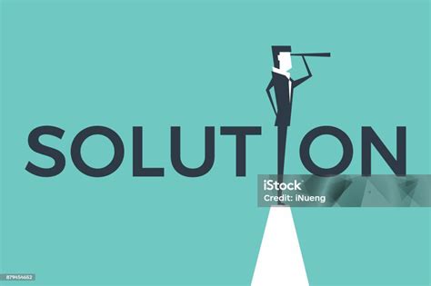 절벽에서 망원경을 통해 보는 비즈니스 사람과 솔루션 개념 벡터 일러스트 개념에 대한 스톡 벡터 아트 및 기타 이미지 개념