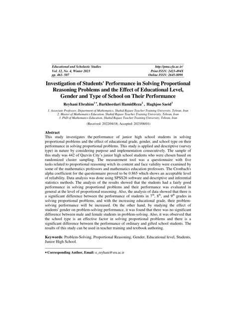Pdf Investigation Of Students Performance In Solving Proportional