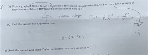 Solved 5 A ﻿from A Graph Of F X Ln 2x 4 ﻿decide If