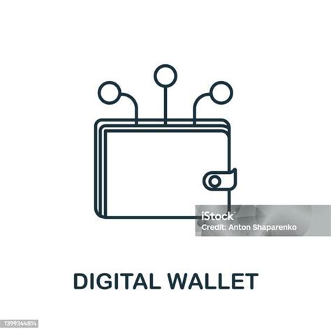 디지털 지갑 라인 아이콘입니다 템플릿 웹 디자인 및 인포 그래픽을위한 흑백 간단한 디지털 지갑 개요 아이콘 Brand Name Smart Phone에 대한 스톡 벡터 아트