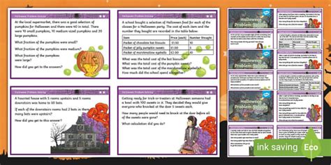 Halloween Maths Problem Solving Challenge Cards