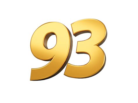 Gold Number 93 Ninety Three Shiny 3d Number Made Of Gold 3d