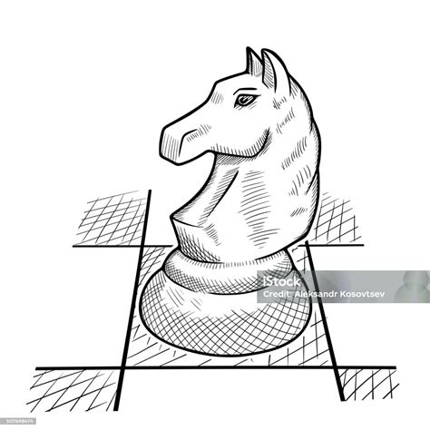 Drawing Of A Knight Of A Chess Piece Stock Illustration Download
