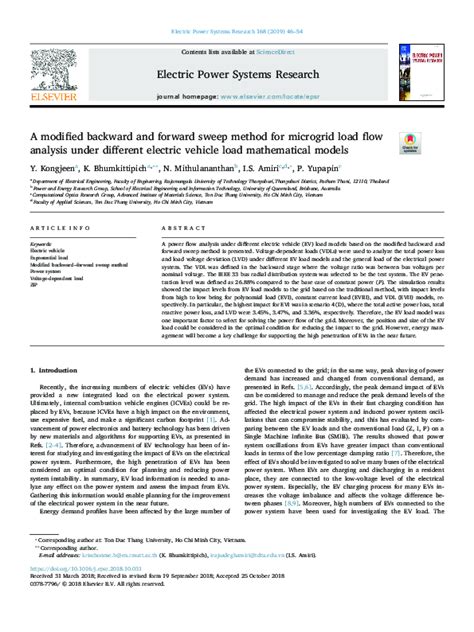 Pdf A Modified Backward And Forward Sweep Method For Microgrid Load Flow Analysis Under