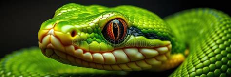 Stunning Close Up Of A Vibrant Green Tree Python Showcasing Its Intricate Scales And Captivating