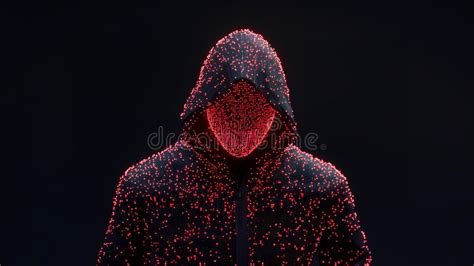 Hacker Wearing Hoodie Made Of Binary Code Is Committing A Cyber Crime