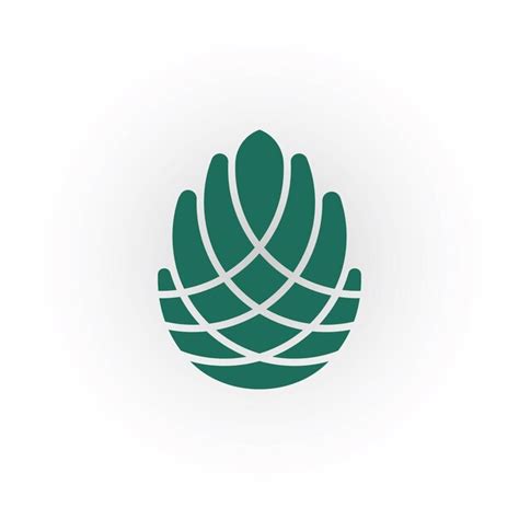 Векторный логотип с абстрактным изображением логотипа зеленой сосновой шишки примененного для