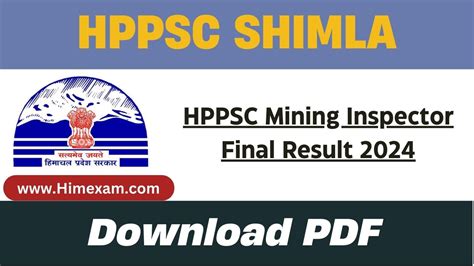 HPPSC Mining Inspector Final Result 2024 Himexam Com