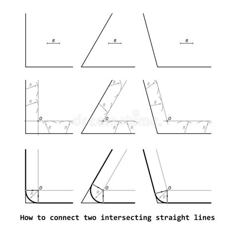 how to connect two intersecting straight lines stock vector